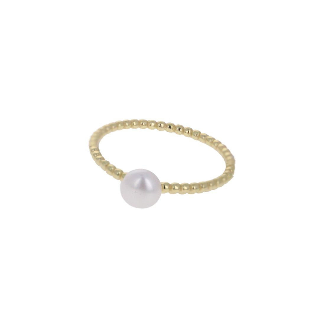 Gold Button Pearl Stacker Ring – Modes Jewelry